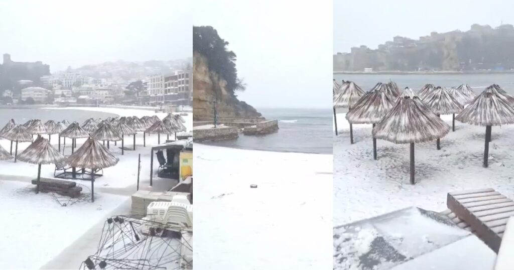 Snijeg prekrio plaže u najjužnijem gradu Crne Gore: Prođe i po deset ...