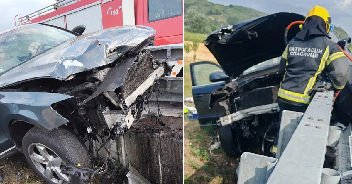 Teška nesreća na autoputu u Srbiji: Audi probio zaštitnu ogradu, dvije osobe poginule